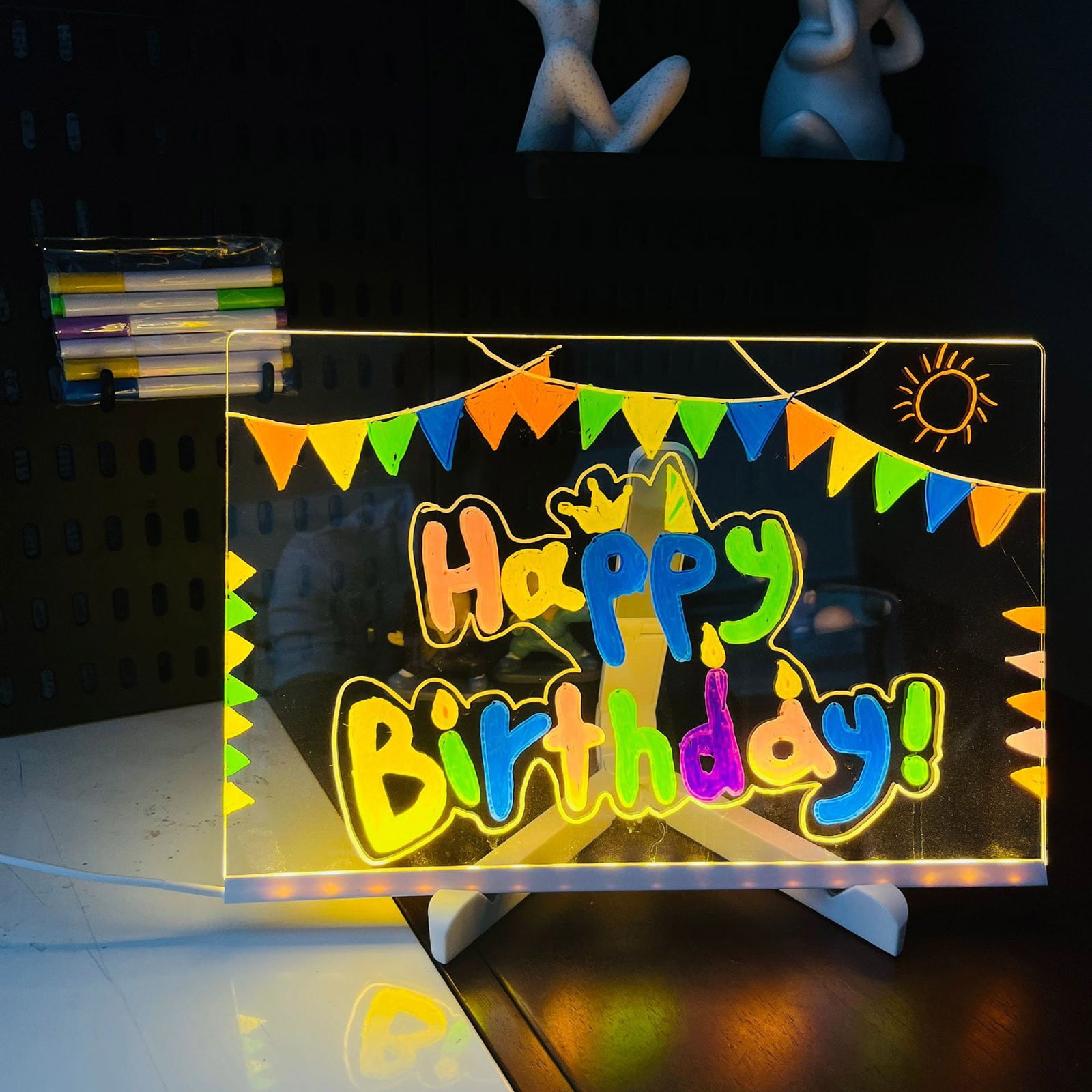LED Note Board with Colors, Acrylic Dry Erase Board with Light, Led ...