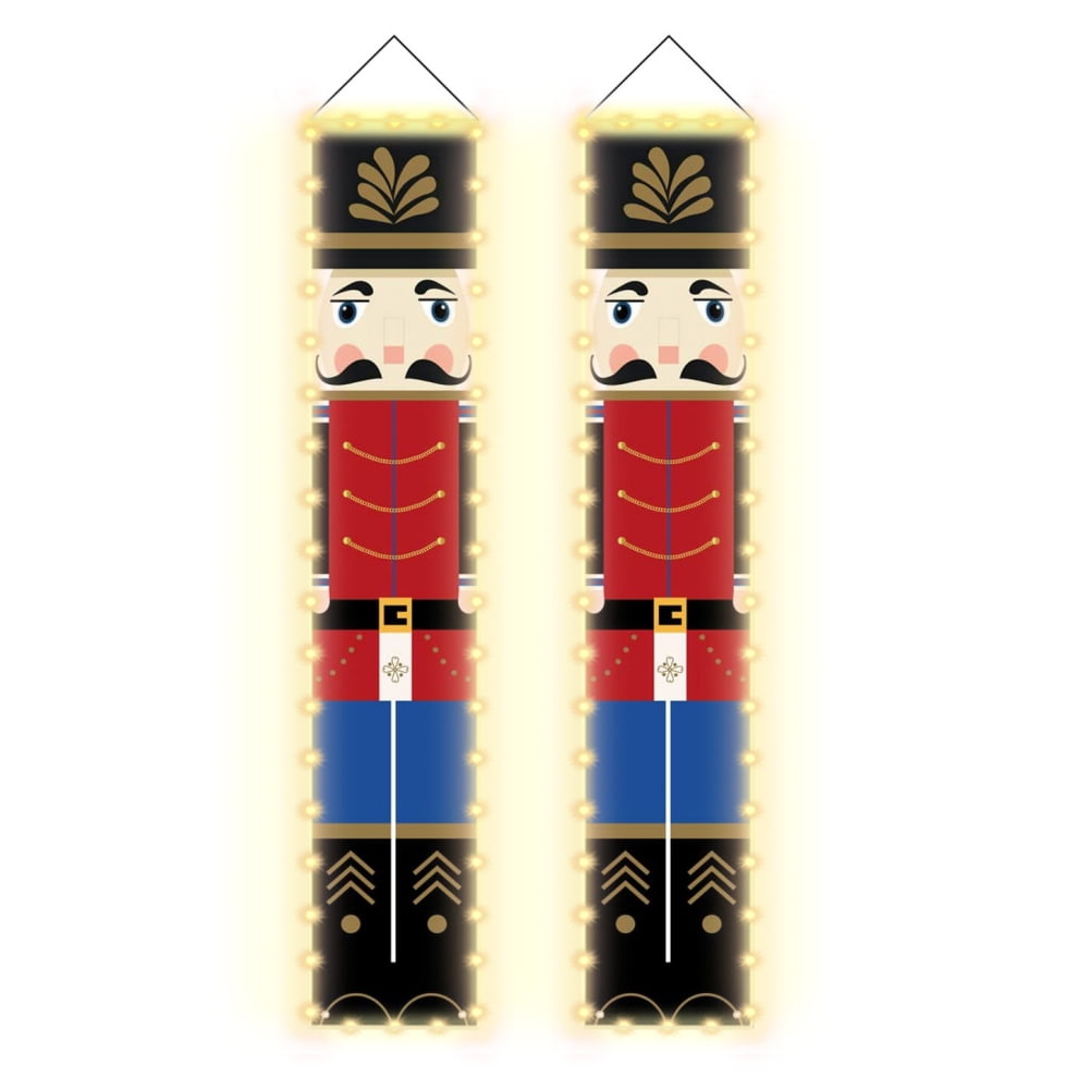 LED Nutcracker Banners 70.86" with String Lights, Front Door Life Size ...