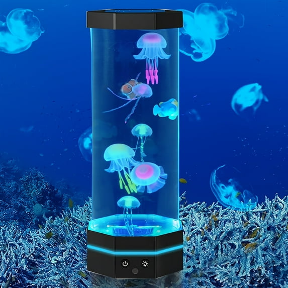 LED Octagonal Jellyfish Mood Lamp, Color-Changing USB Aquarium Light ...