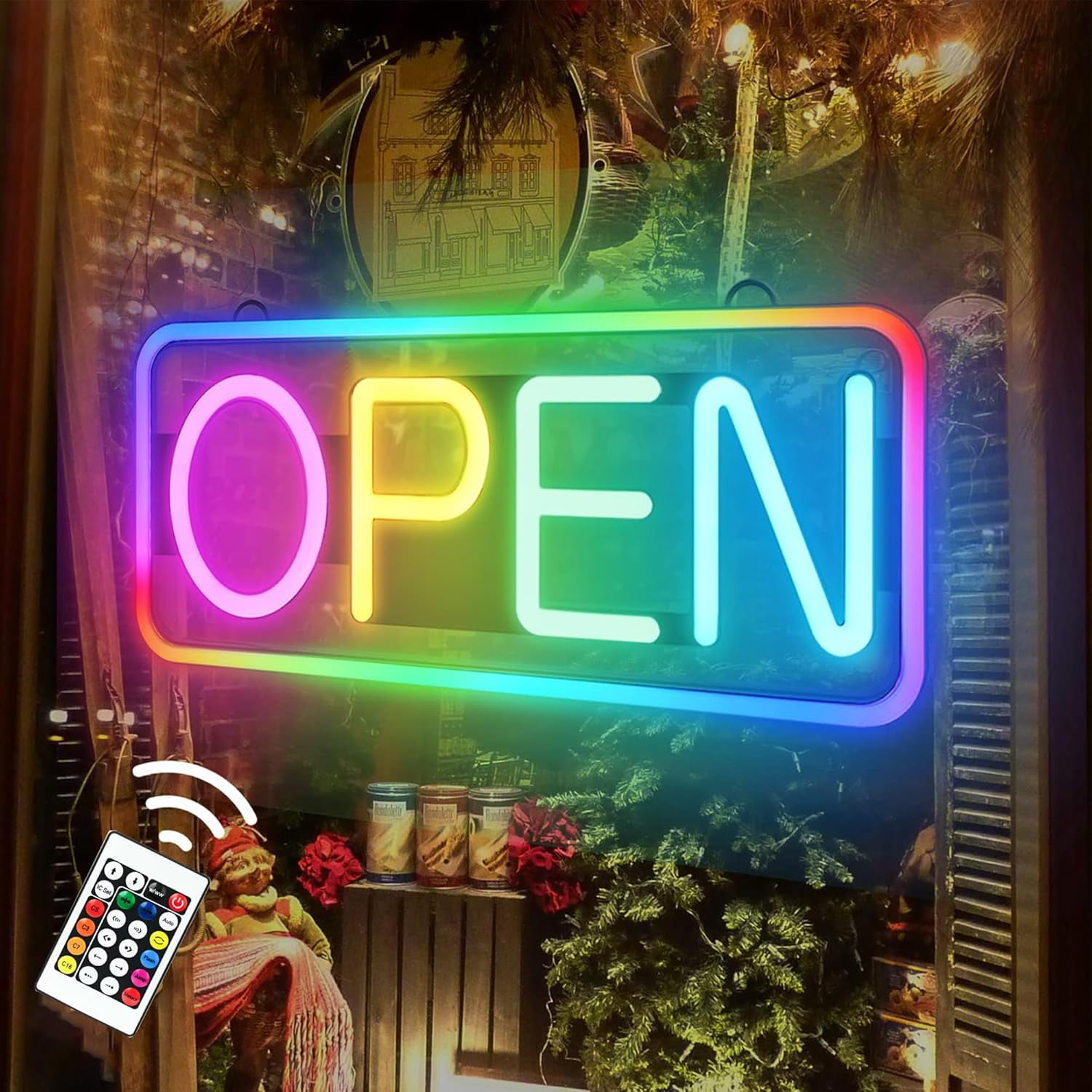 LED Open Sign,15.7"x9" Bright Neon Sign,PoweredSwitch,Color Changing ...