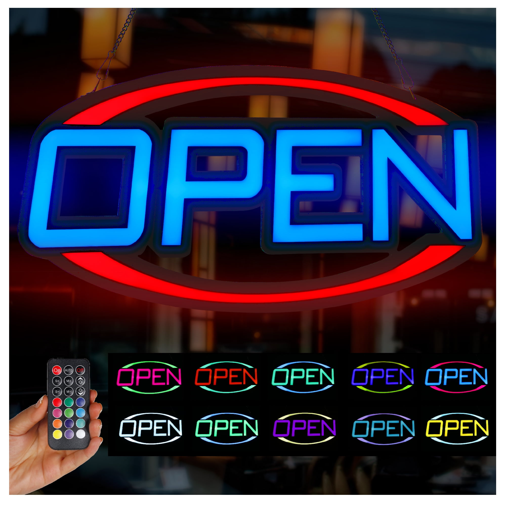 LED Open Sign for Business, Bright Lighted Neon Sign Ultra Bright RGB ...