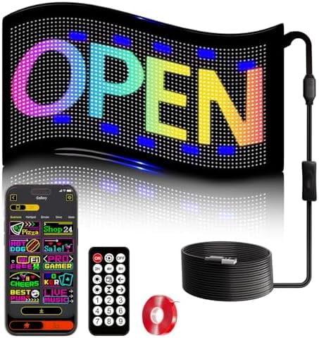 LED Open Signs for Business, 13''X7.87'' Programmable Led Open Light ...