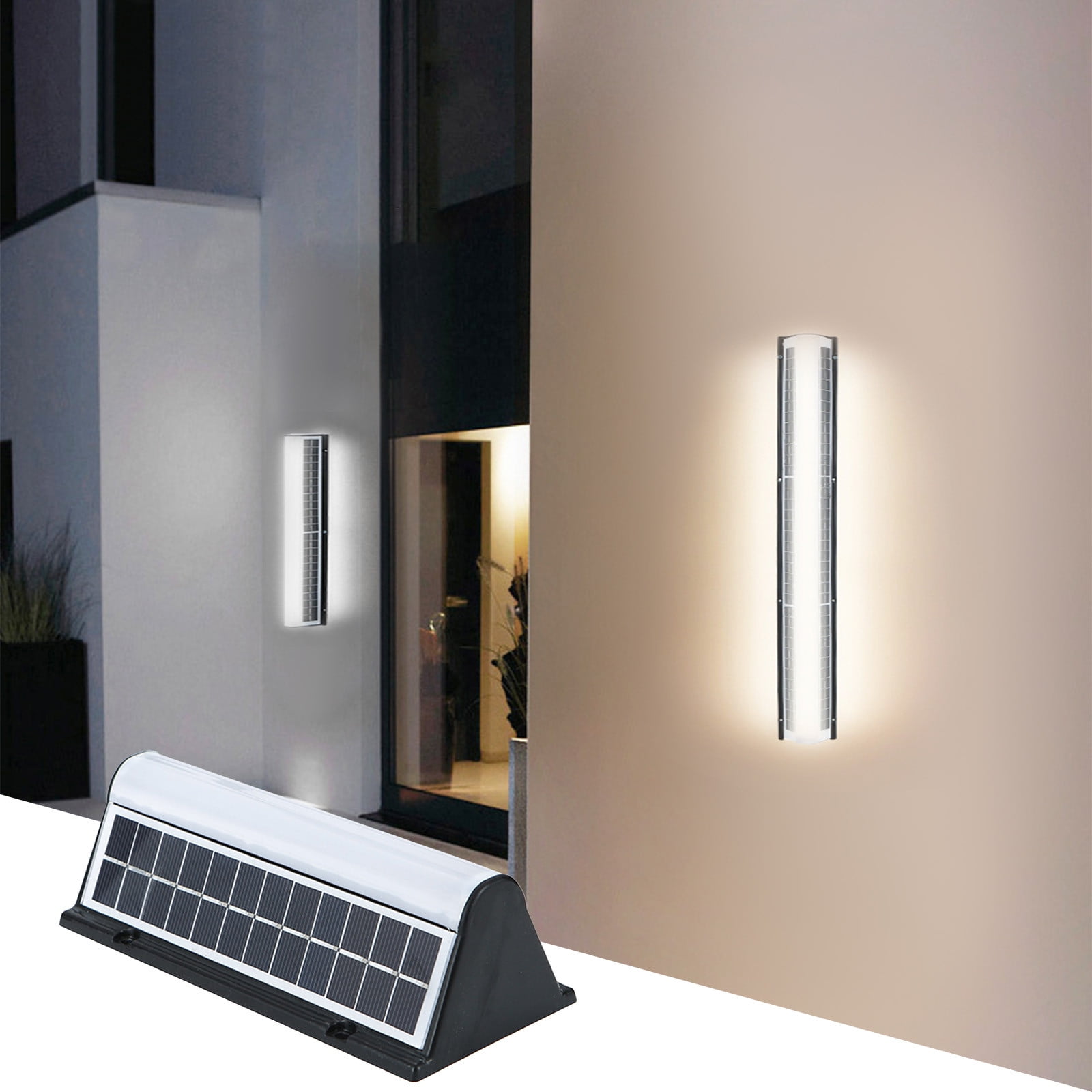 LED Outdoor Solar Wall Lights, Warm Light & Cold White, Waterproof ...