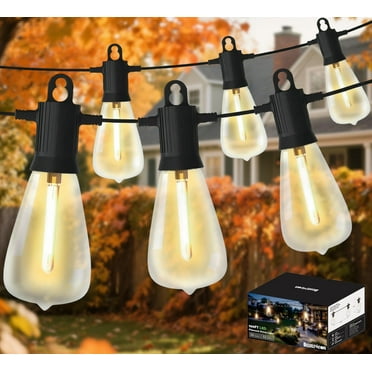 DAYBETTER 100ft Outdoor String Lights, 50 Unbreakable Edison Bulbs ...