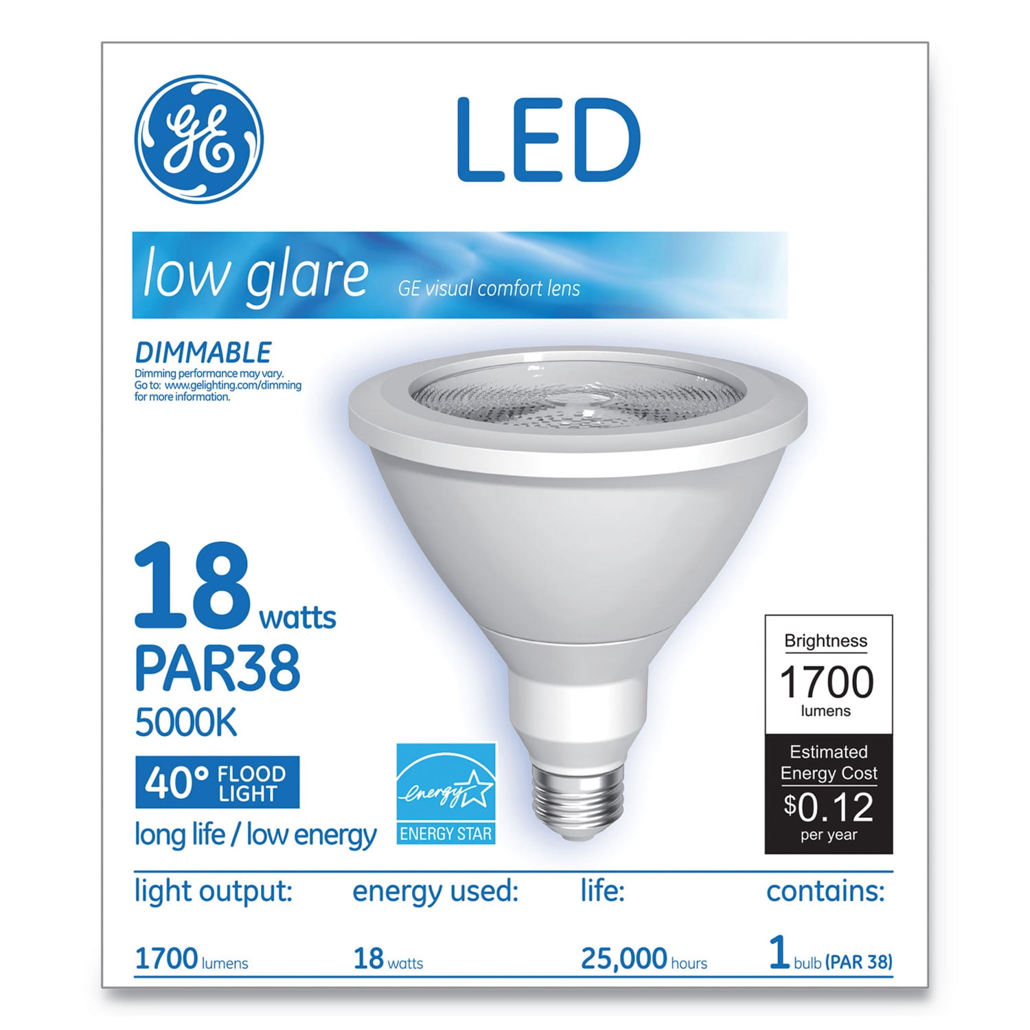 LED PAR38 Dimmable 40 DG Daylight Flood Light Bulb, 5000K, 18W ...