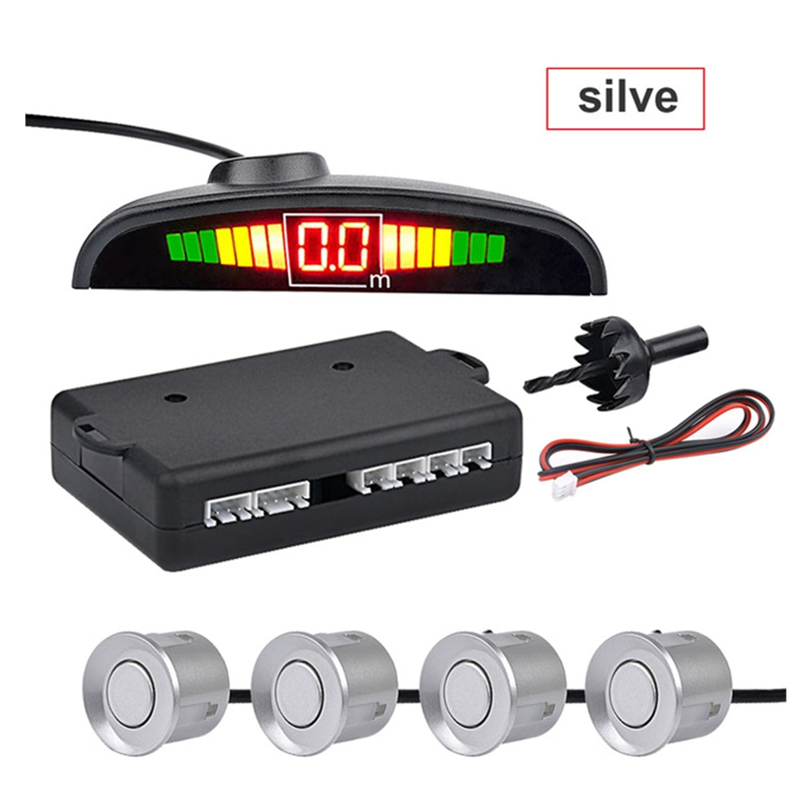 LED Parking Sensor For Car With 4 Reverse Backup Sensors Car Reversing ...