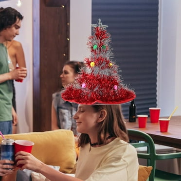 Aihimol Glowing Santa Hat, Santa Hat, Adult Christmas Holiday Hat ...