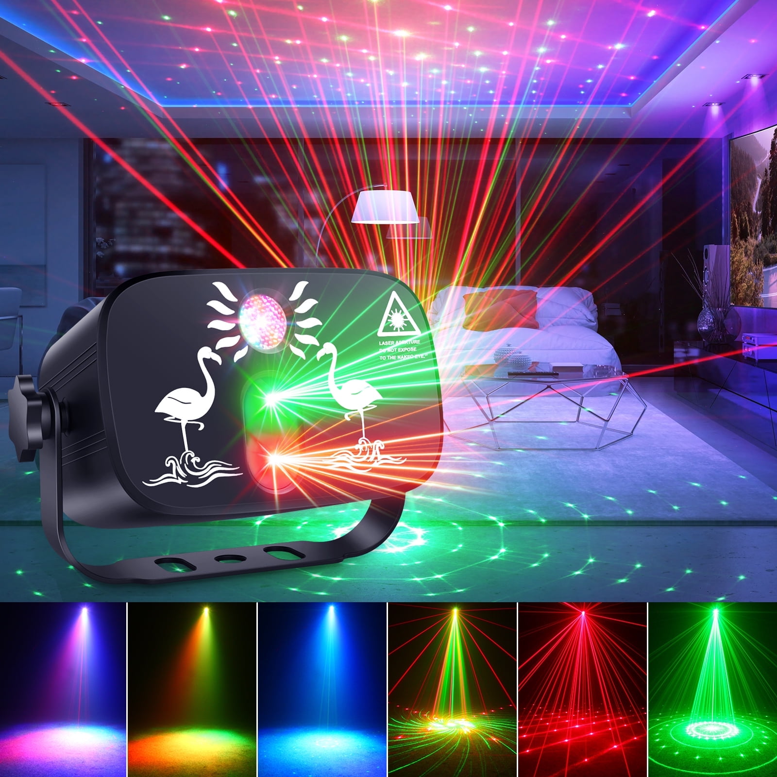 LED Party Lights DJ Disco Lights, Sound Activated Stage Light RGB Flash ...