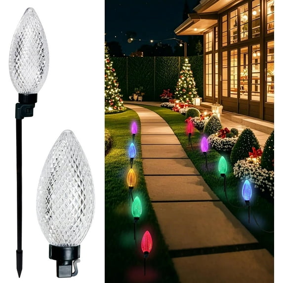 LED Pathway Lights 24.6 ft Multi & Warm Color Pinecone Marker Lights ...