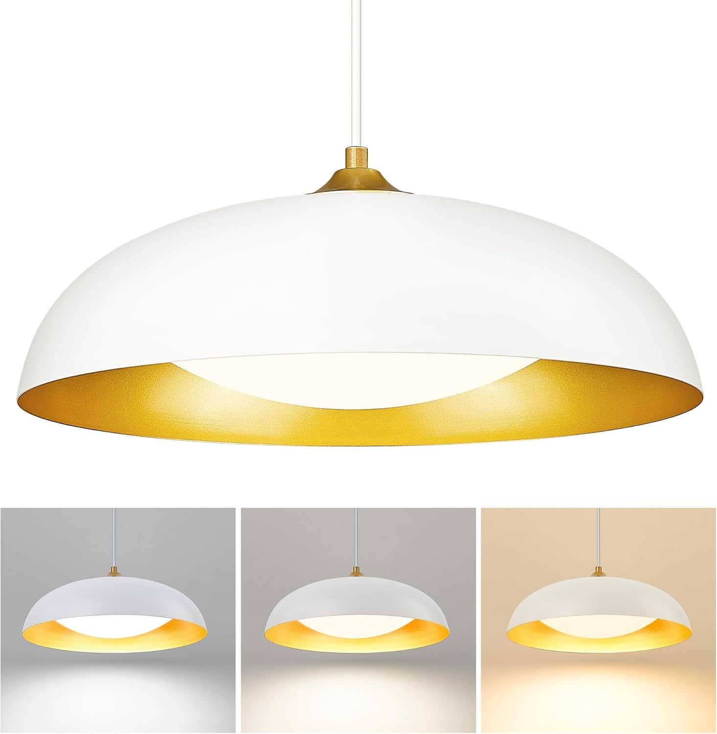 LED Pendant Light Fixtures, Modern White and Gold Pendant Lights, 15 ...