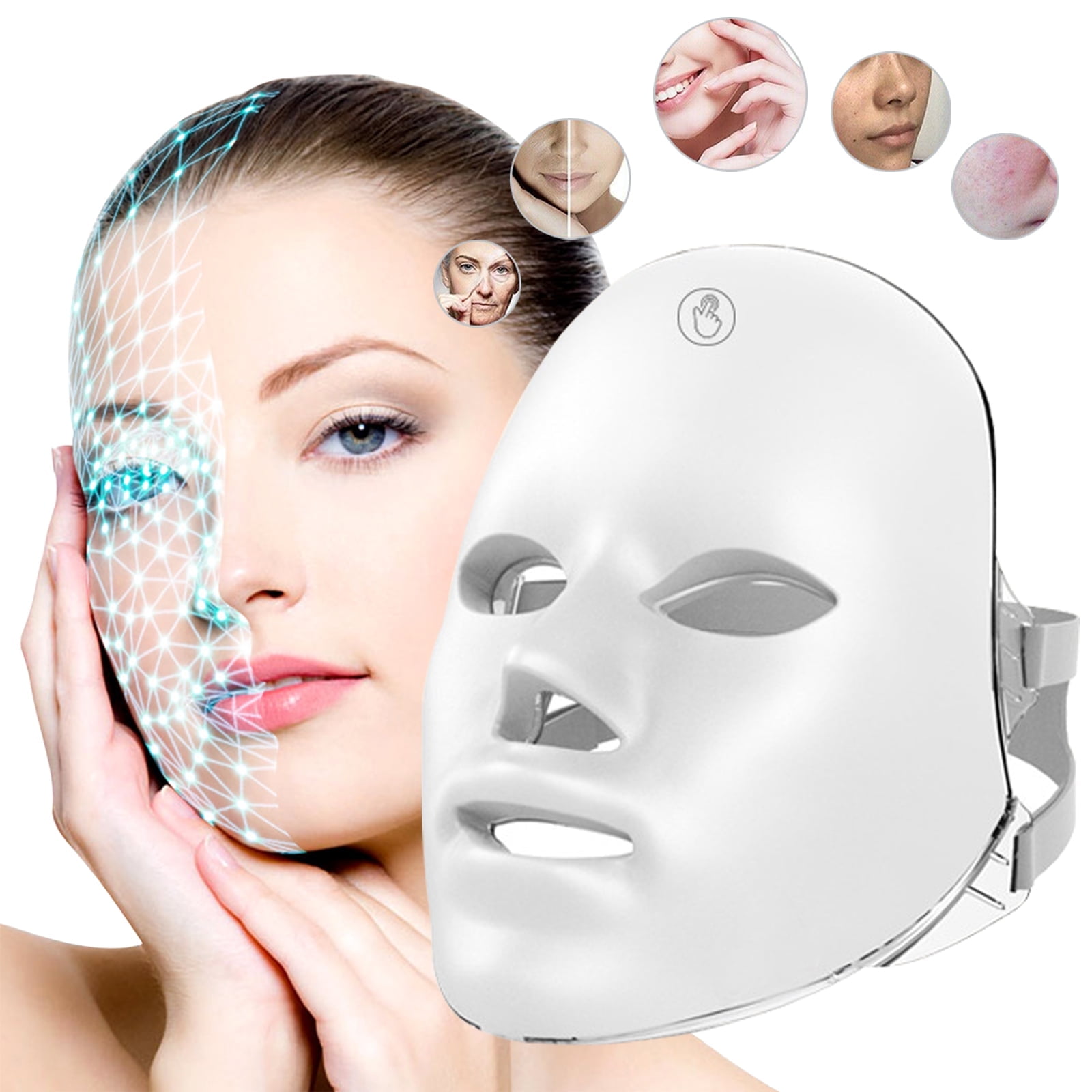 LED Photon Facial Mask Neck 7 Color,Skin Rejuvenation LED Light Therapy ...