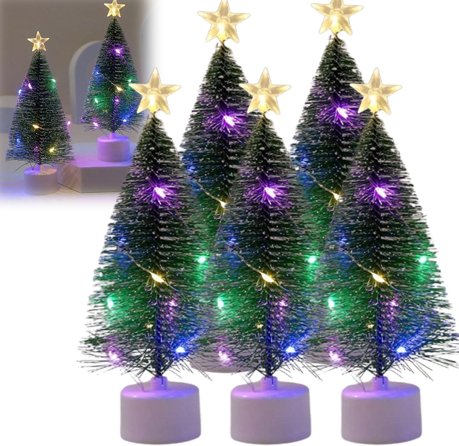 LED Pine Needle Christmas Tree with Lights - Small Battery Powered ...