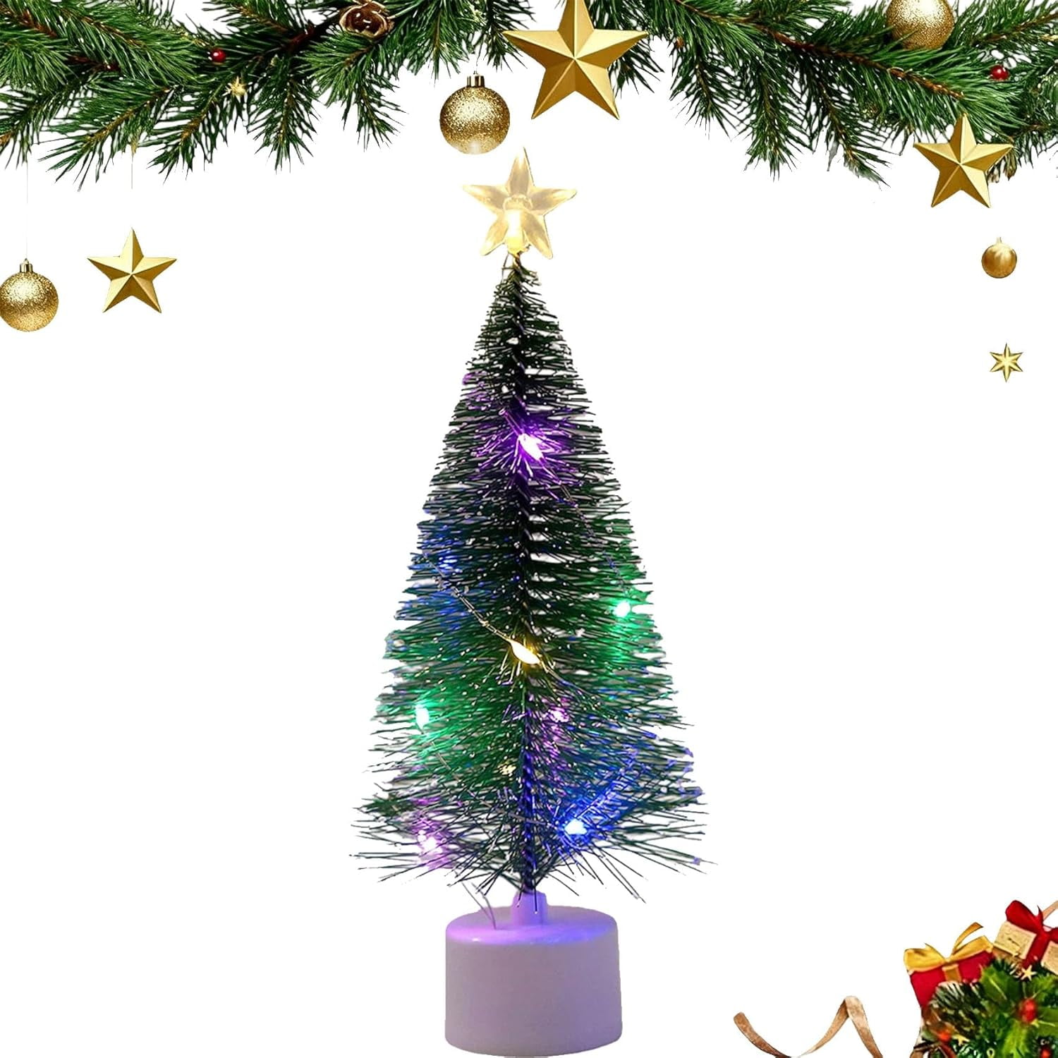LED Pine Needle Christmas Tree with Star, Cordless Battery Operated ...