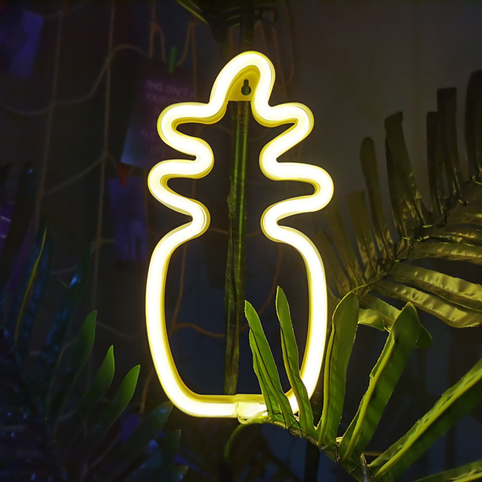 LED Pineapple Neon Signs Decor Night Light Warm White Wall Decor Neon ...