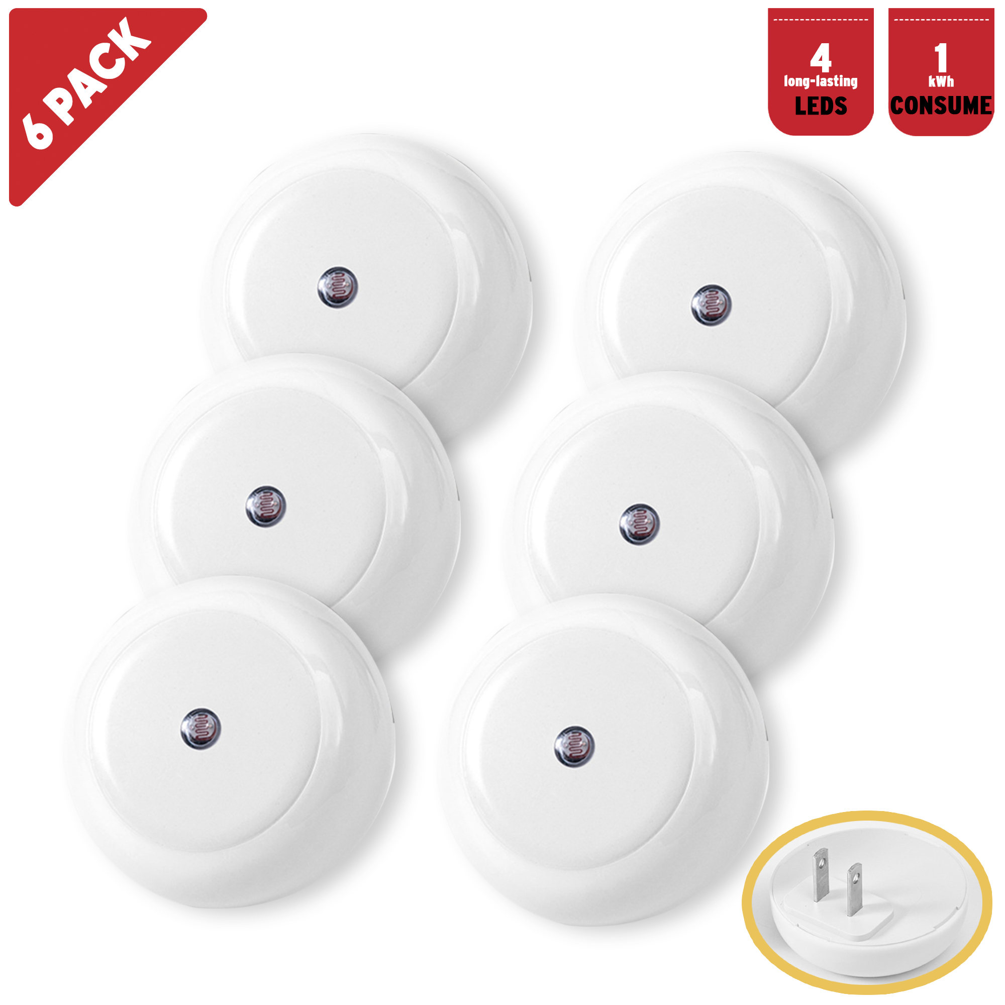 Set of 8 LED Night Light with Auto Dusk to Dawn Sensor Plug In Wall ...