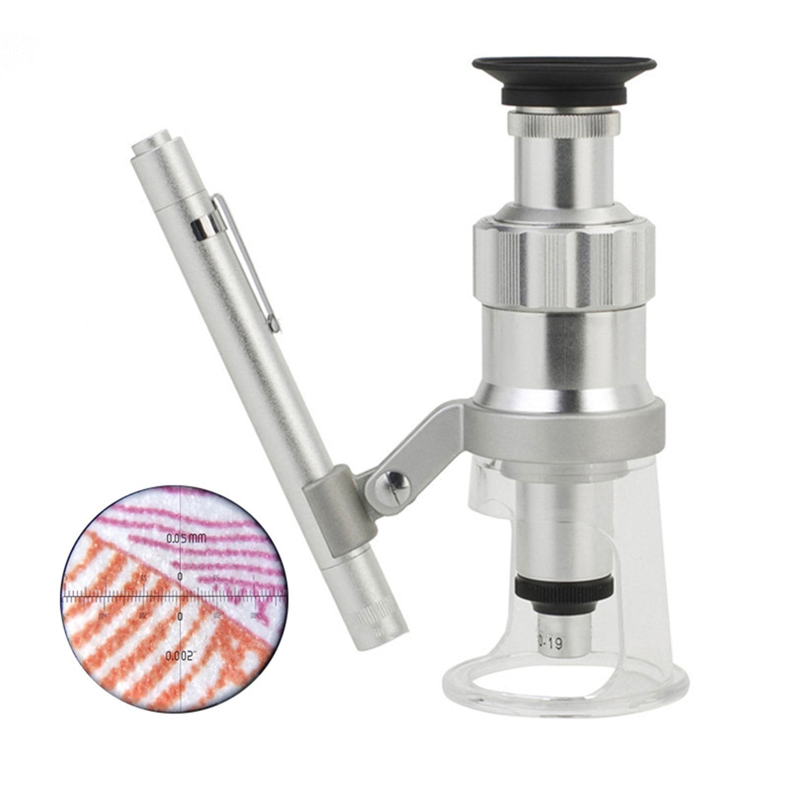 LED Pocket Microscope,Table Illuminated Magnifying Glass with Reticle ...