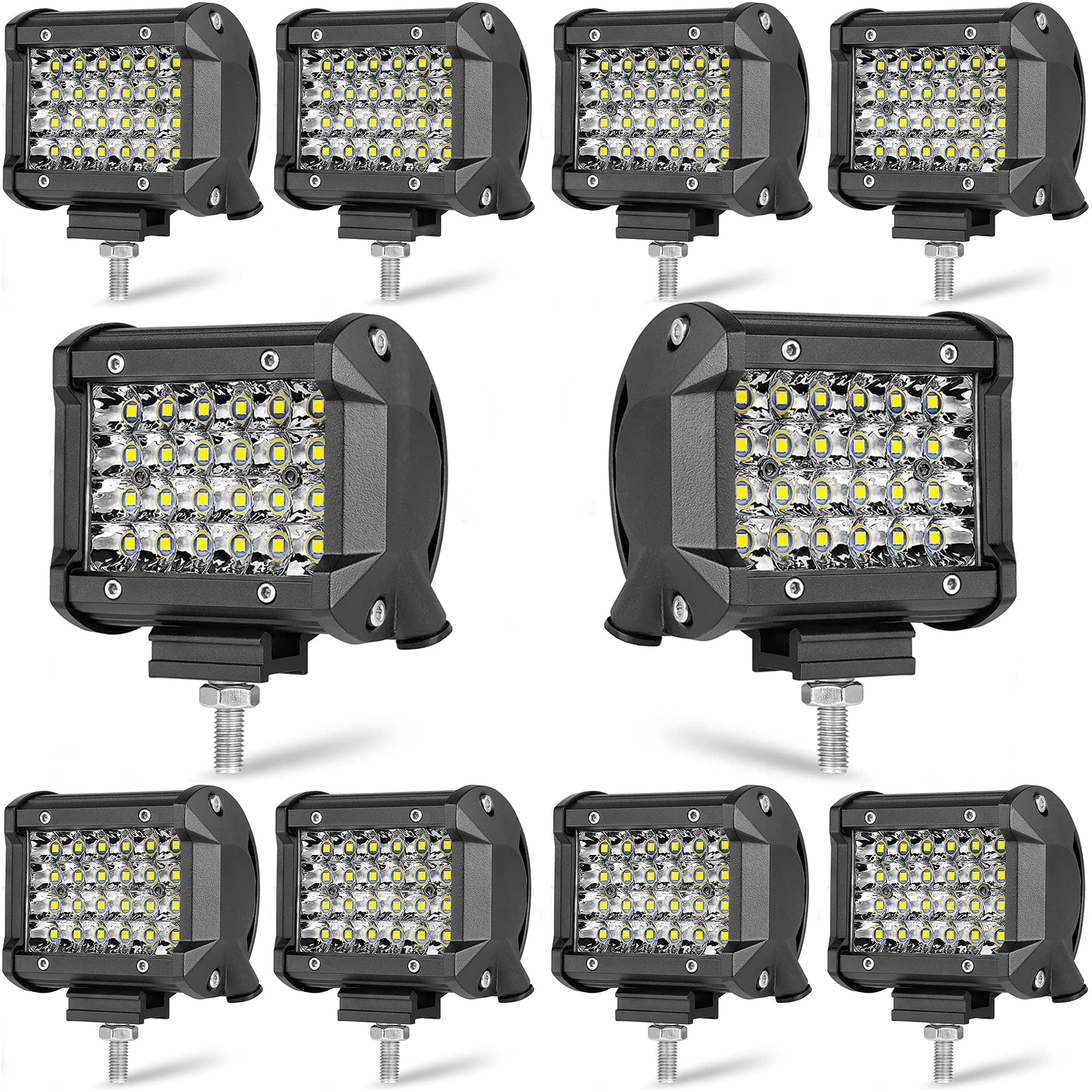 LED Pod Lights MUVKQC RRF12 4INCH 72W Square Work Light Pods 12V/24V ...