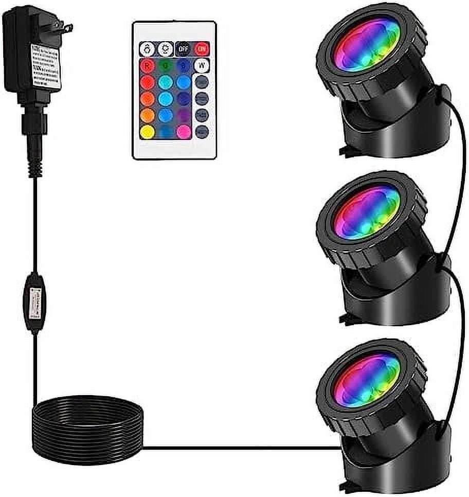 LED Pond Light, 3 Head Lamps Submersible LED Pond Lights Color Changing ...