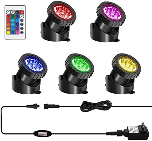LED Pond Light, 5 Head Lamps Submersible LED Pond Lights Color Changing ...