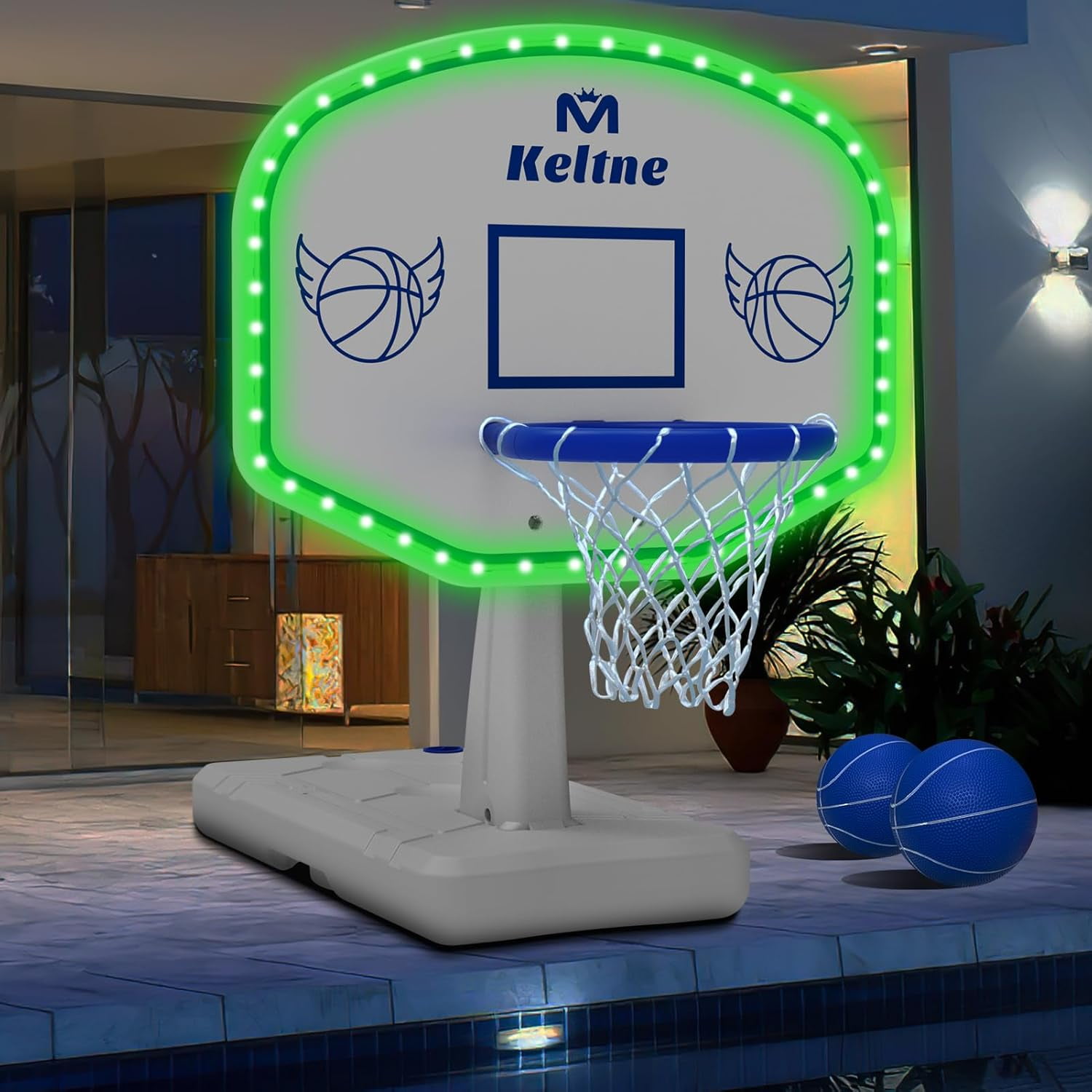 LED Pool Basketball Hoop Poolside, Oversized Water Basketball Hoop with ...