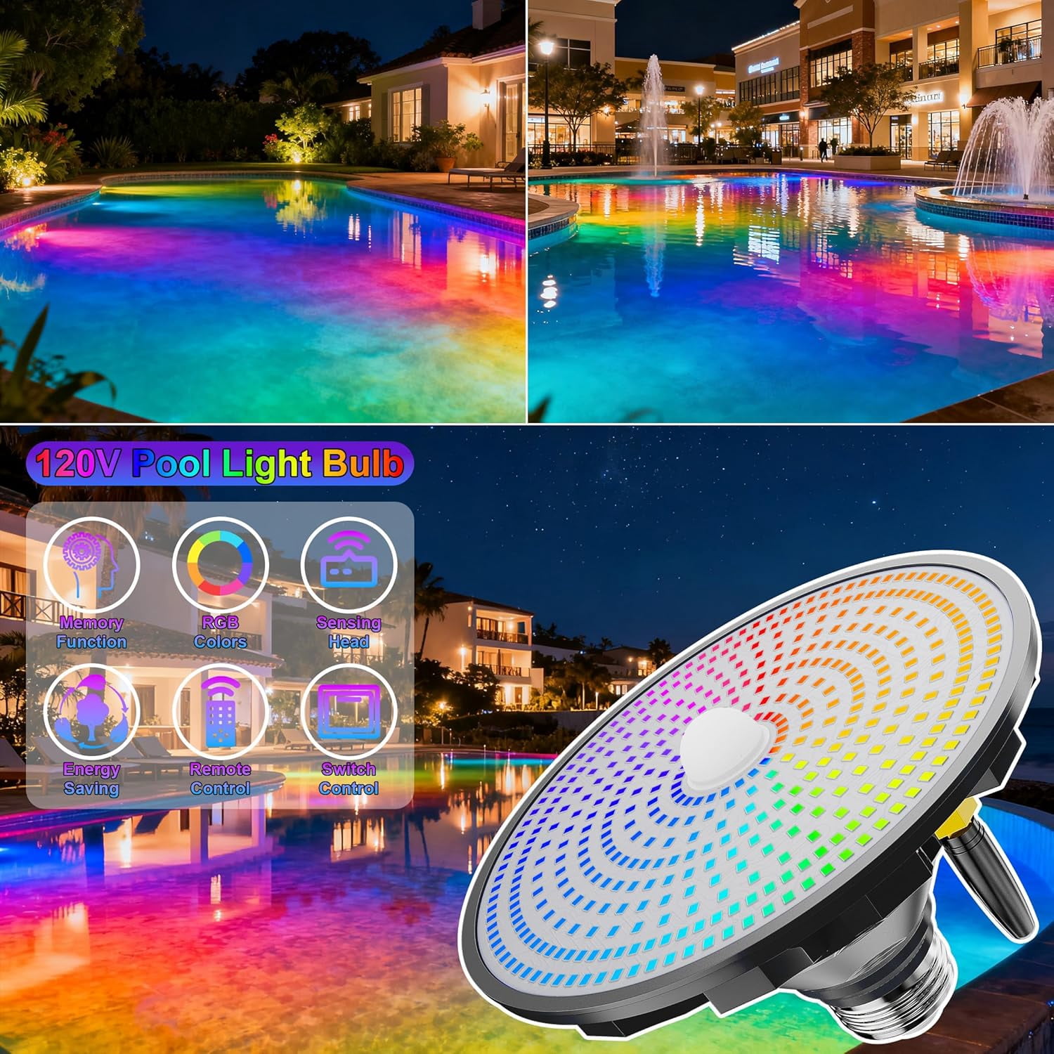 LED Pool Light Bulb for Inground Pools – RGBW 70W Swimming LED Pool ...