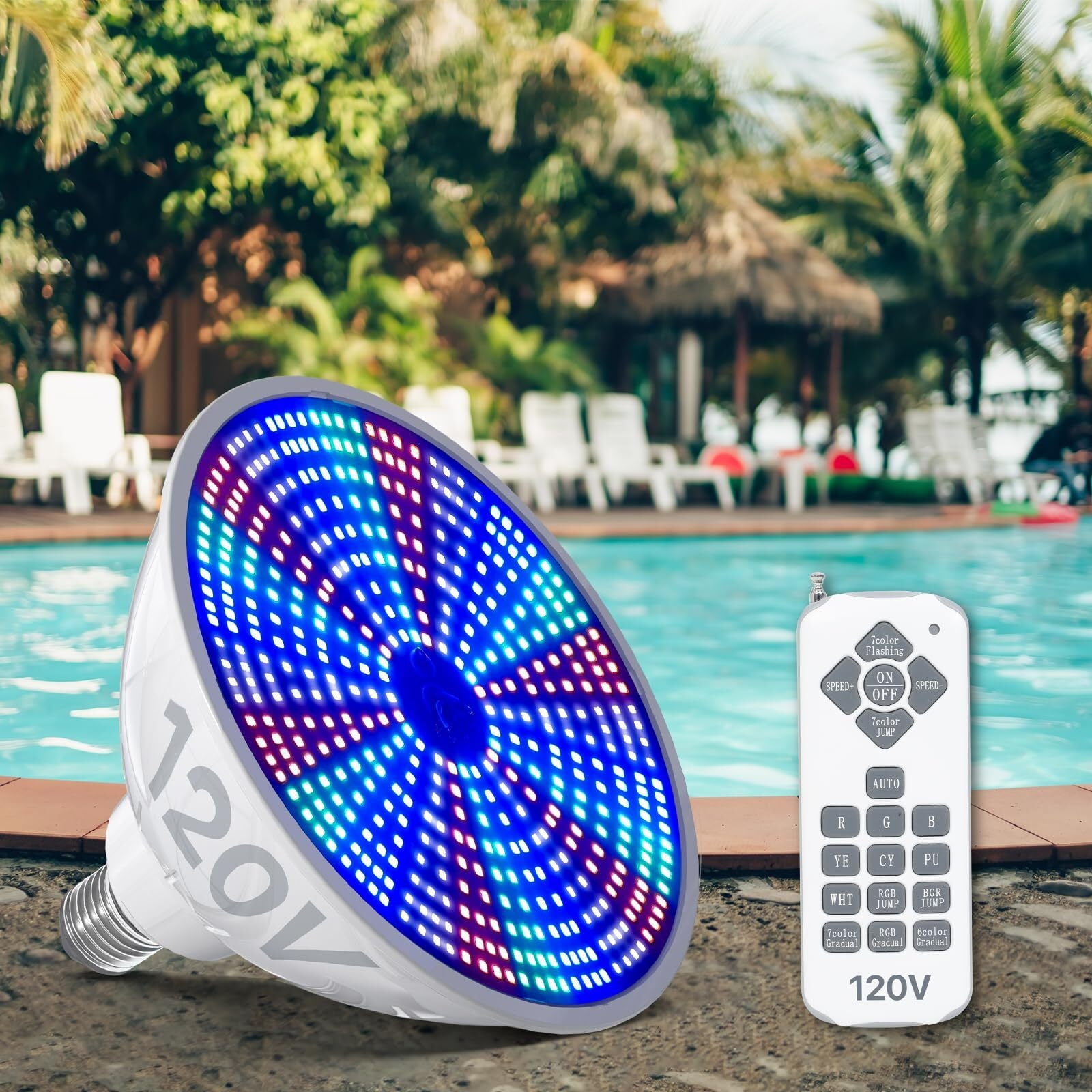 LED Pool Lights Bulb 40W with 17 Light Modes, 120V RGBW Pool Light for ...