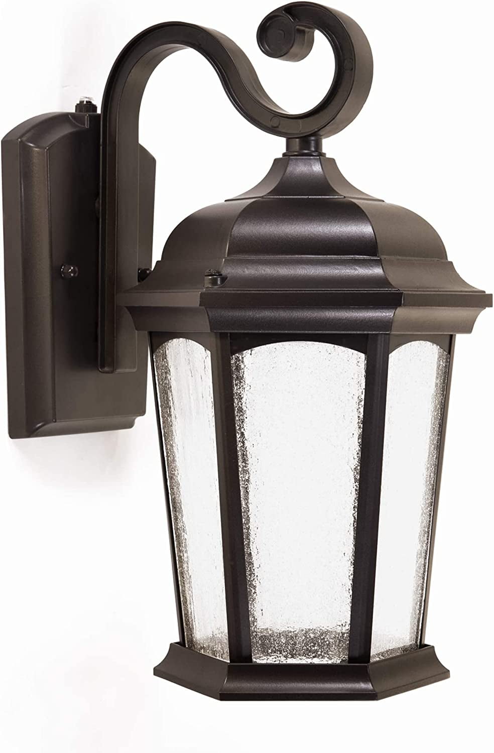 LED Porch Light with Dusk to Dawn Sensor and Bronze Finish & Seeded ...