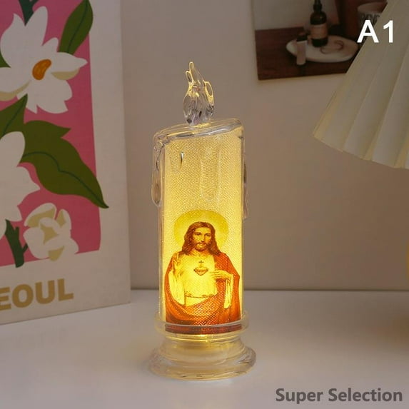 LED Prayer Candle, Flameless Battery Operated Decorative Candle With ...