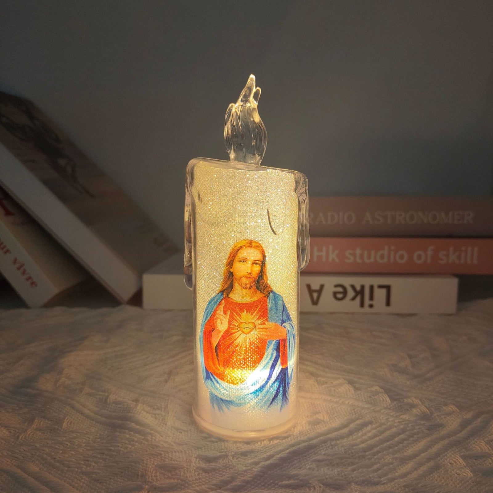 LED Prayer Flameless Candles, Jesus Saints Religious Decoration ...