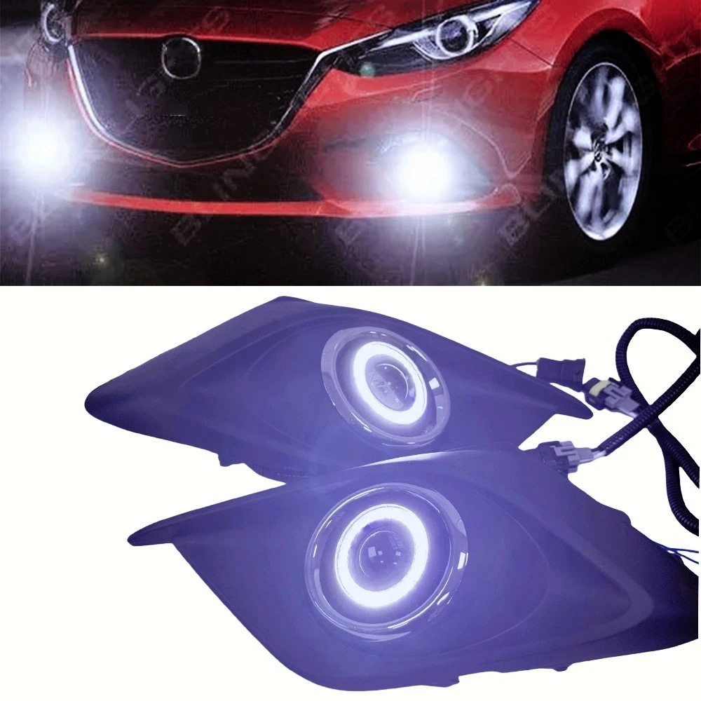 LED Projector COB Halo Angel Eye Ring DRL Fog Lights Wring For 2014-2016 Mazda 3 - Walmart.com