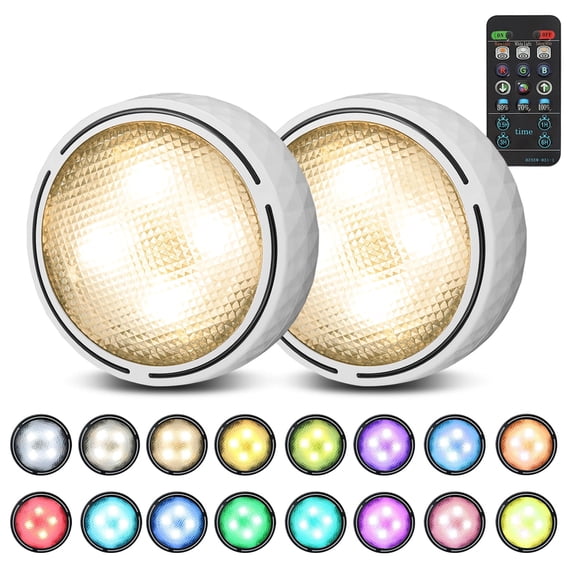LED Puck Lights with Remote Control, Battery Operated Wireless Closet ...