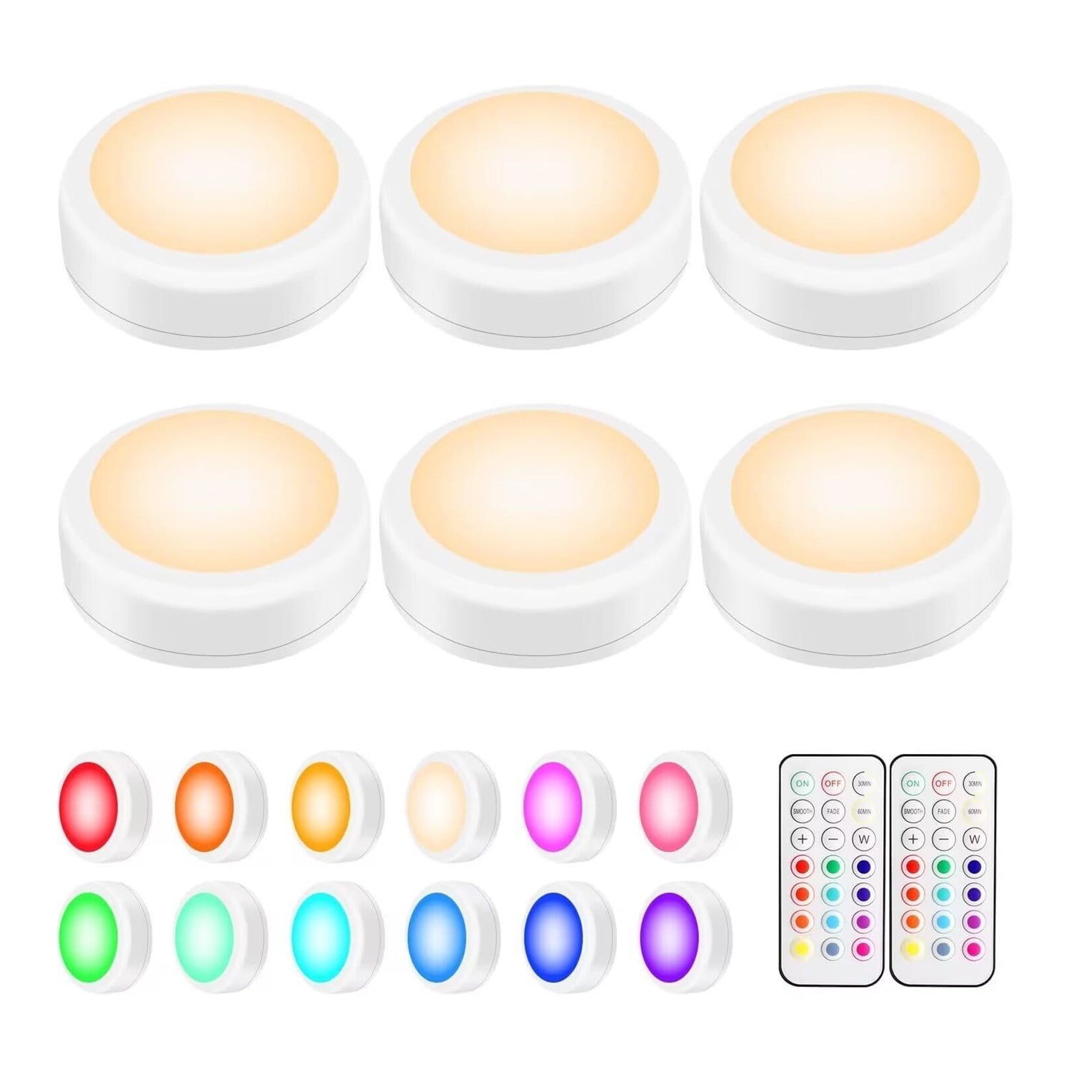 LED Puck Lights with Remote Control, RGB 13 Color Changing Under ...