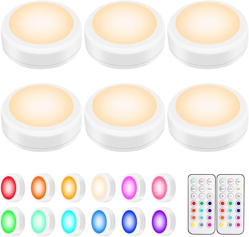 LED Puck Lights with Remote Control, Wireless Under Cabinet & Closet ...