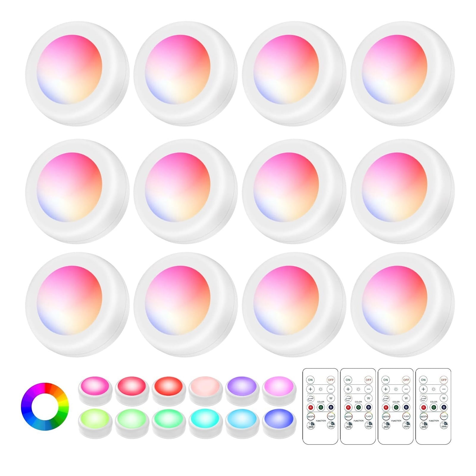 LED Puck Lights with Remote Control, Wireless Under Cabinet Lighting ...