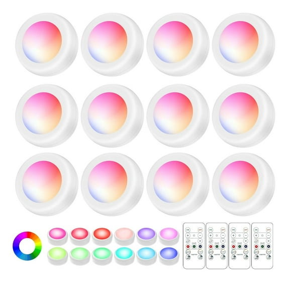 LED Puck Lights with Remote Control, Wireless Under Cabinet Lighting ...