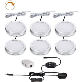 Dimmable Under Cabinet LED Puck Lights Kit with Touch Switch - 6 Warm ...