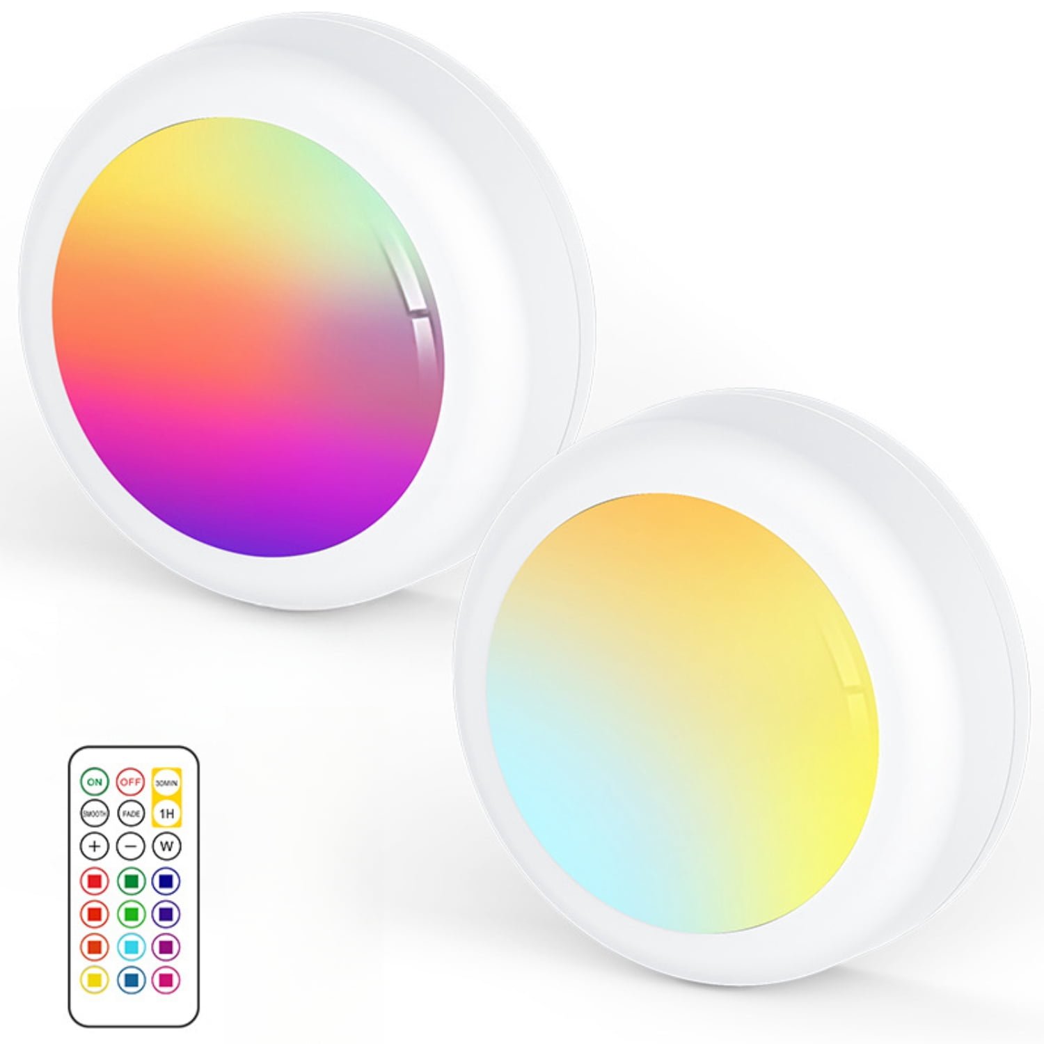 LED Puck Lights with Remote Control, Under Cabinet Lighting Wireless ...
