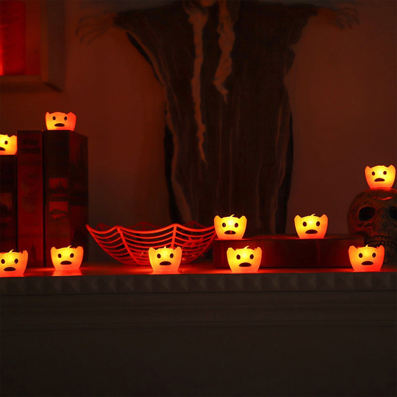 LED Pumpkin Light - Halloween Decorations with Warm White Flame Effect ...