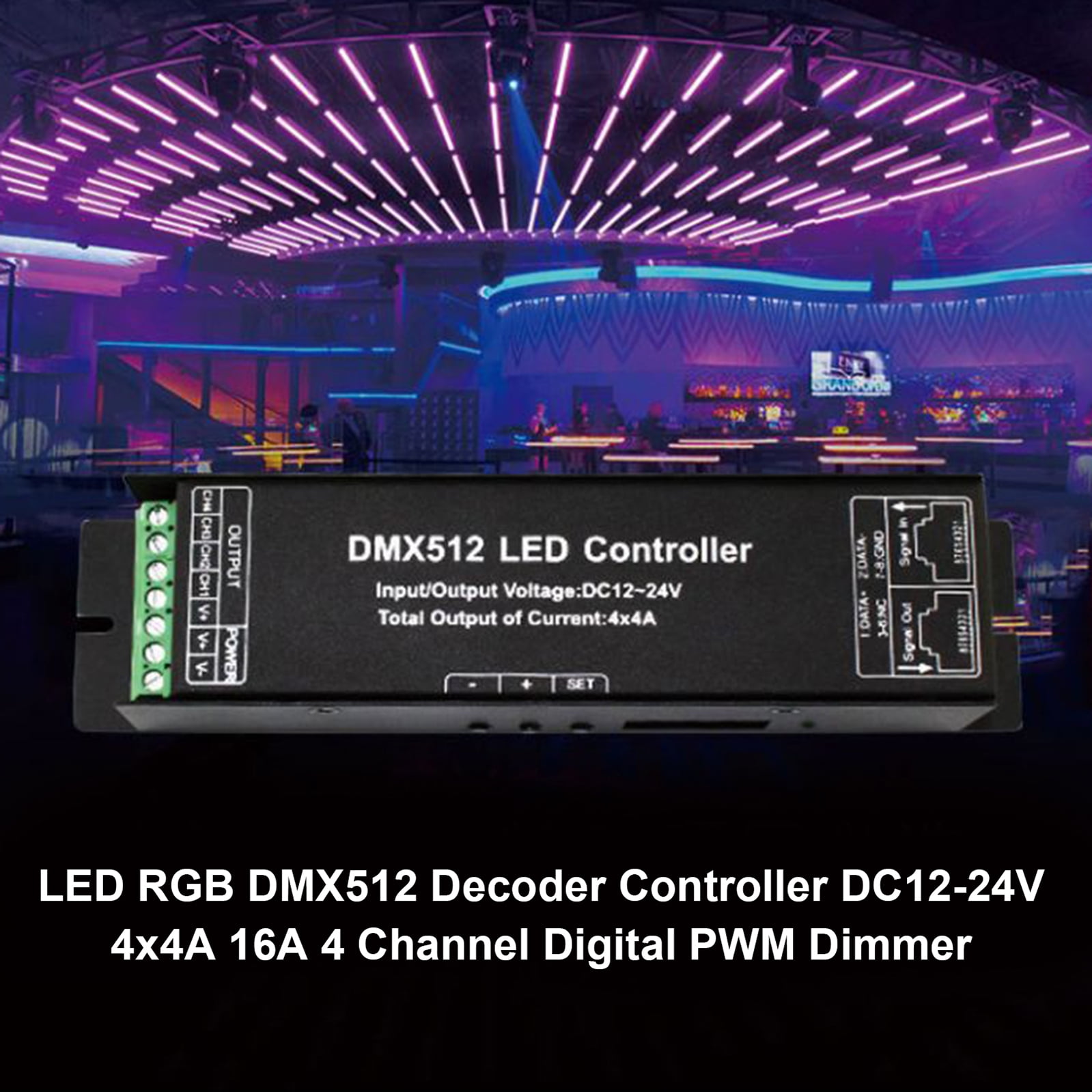 LED RGB DMX512 Decoder Controller DC12-24V 4x4A 16A 4 Channel Digital PWM Dimmer - Walmart.com