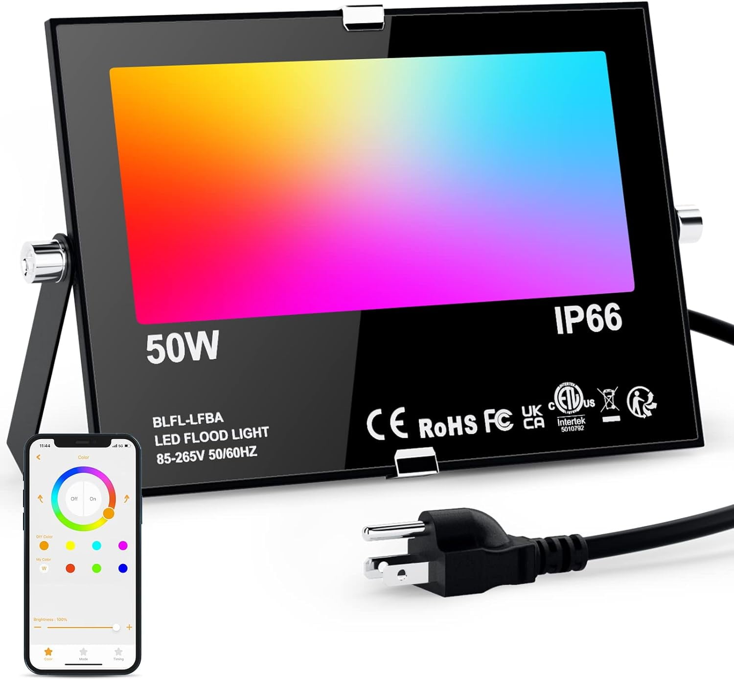 LED RGB Flood Light Outdoor 500W Equivalent, Smart Color Change ...