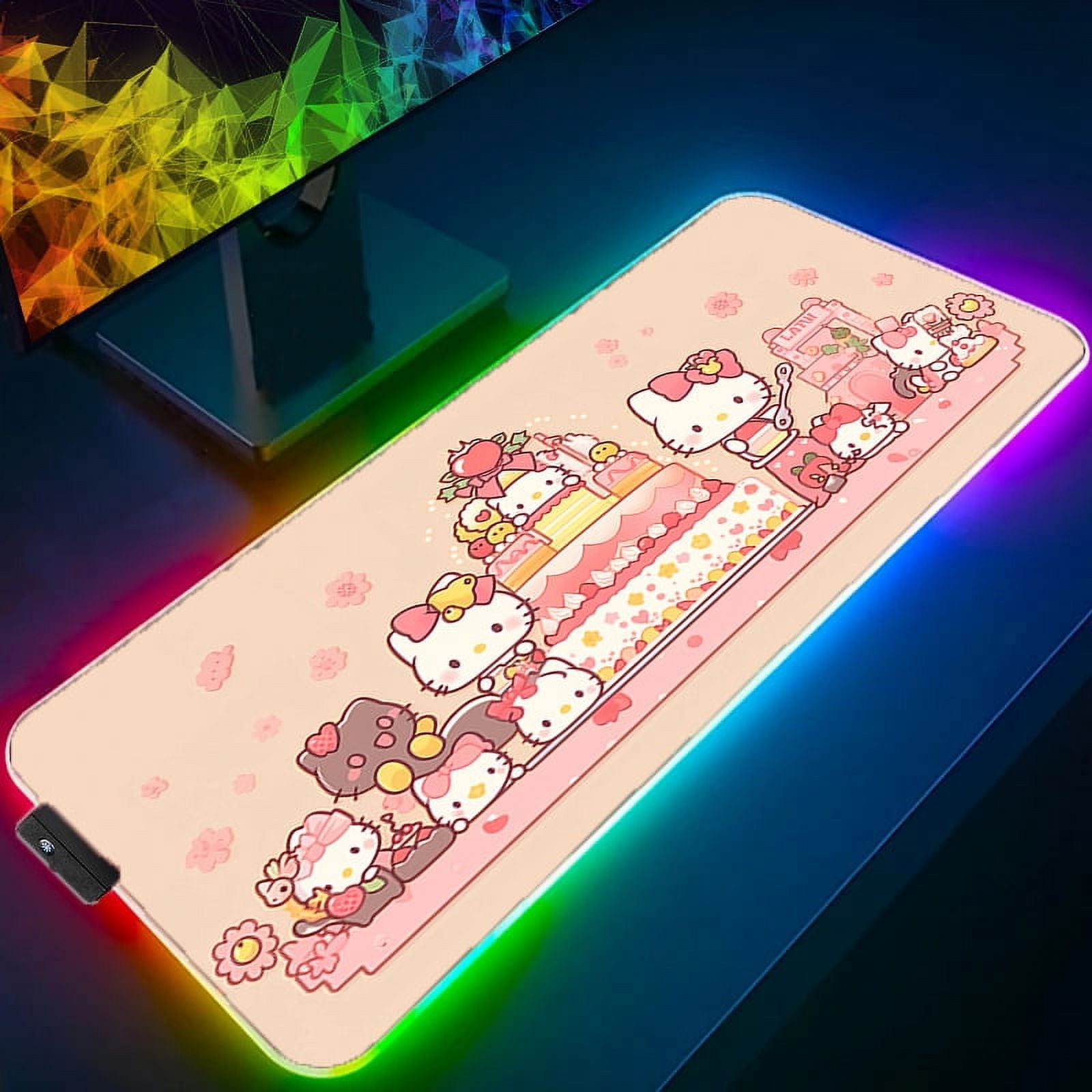 Led Rgb Mouse Pad Hello Kitty Pattern Locking Edge Mousepad Large Mouse Pad Computer Gaming