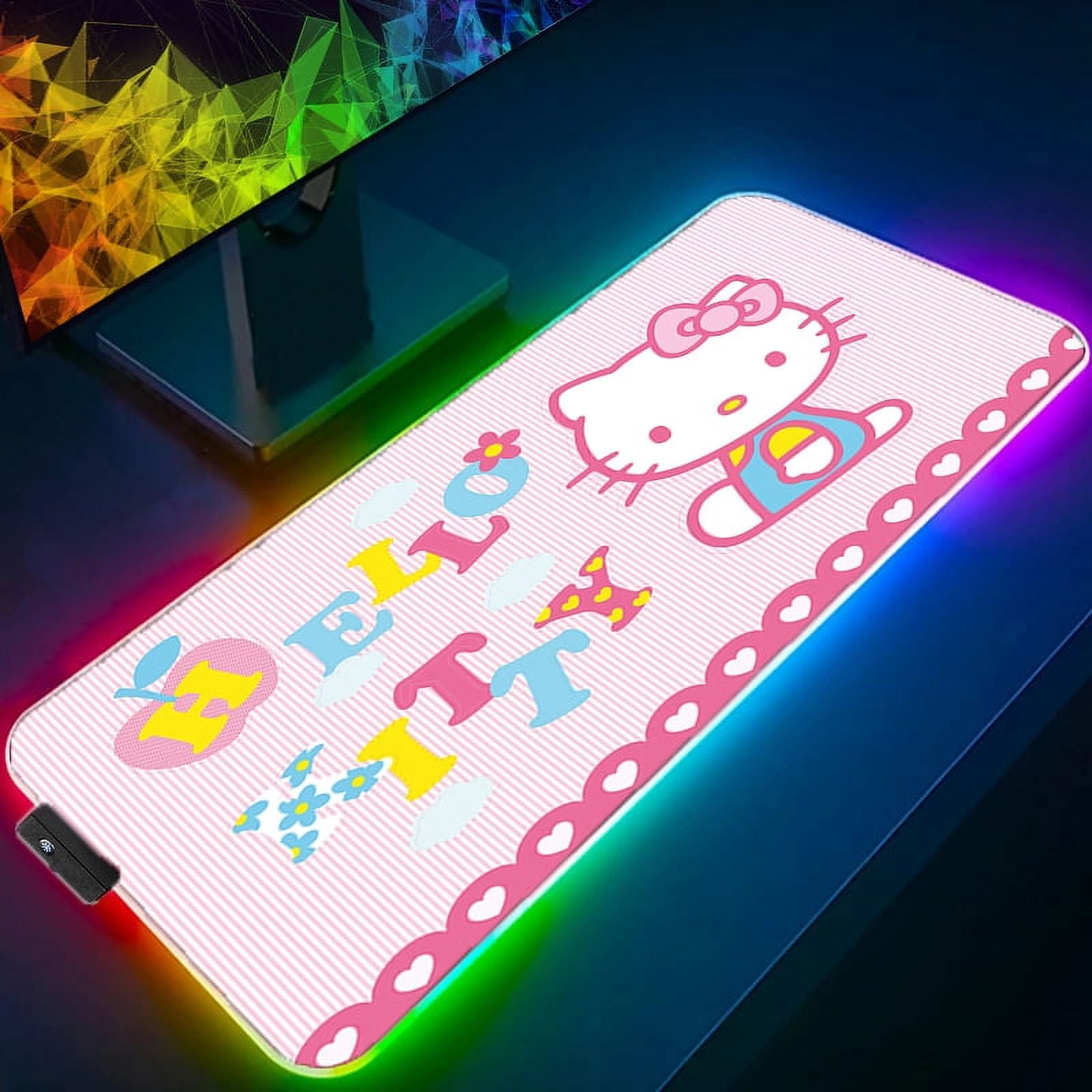 LED RGB Mouse Pad Hello Kitty Pattern Locking Edge MousePad Large Mouse ...