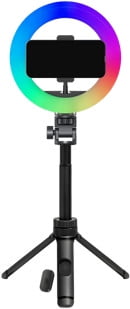onn LED RGB Ring Light with Tripod Stand, Adjustable Height, Phone ...