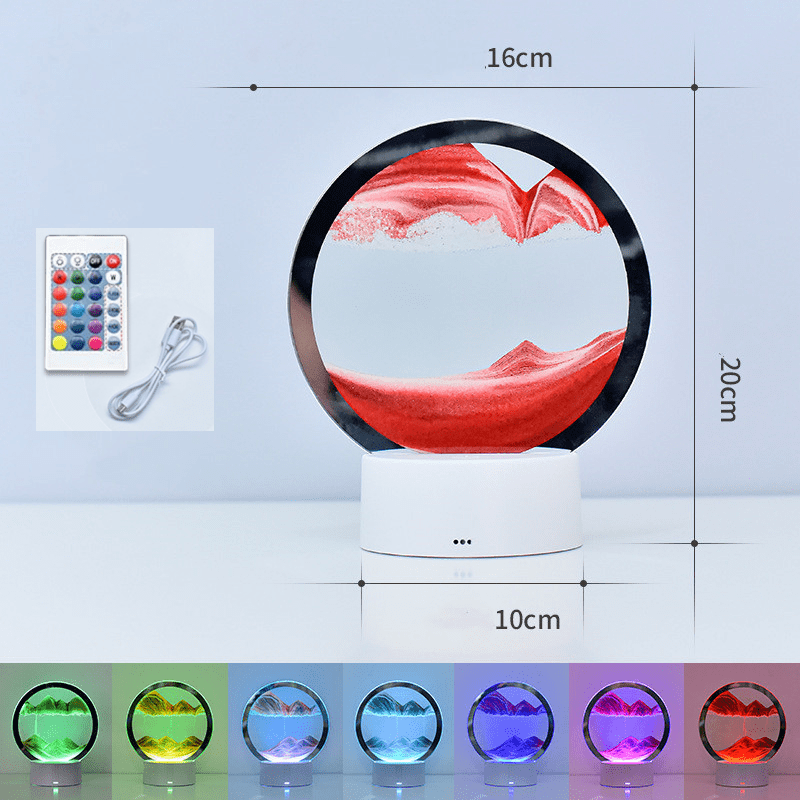 LED RGB Sandscape Lamp 3D Moving Sand Art Frame Night Light with 16 ...