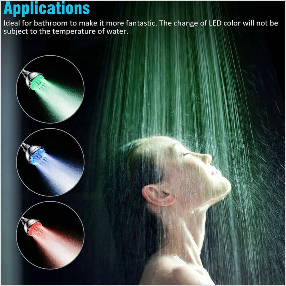 LED RGB Shower Head Bath with 7 Color Changing Light for Home Bathroom ...