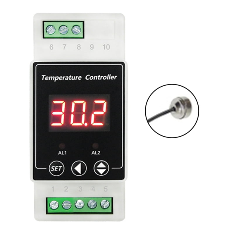 LED Rail Thermostat DC8-24V 2-Way Relay Din Mounted Controller Heating ...