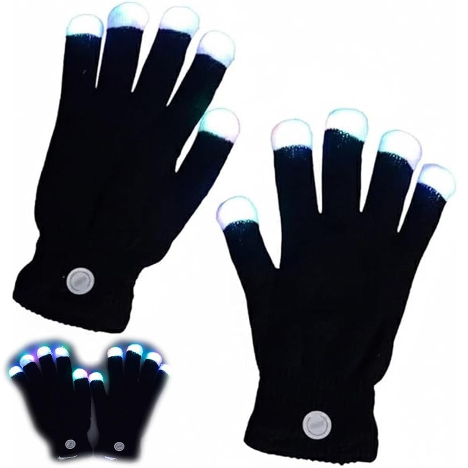 LED Rave Gloves with 7 Color Light Show,Light Up Finger Gloves with ...