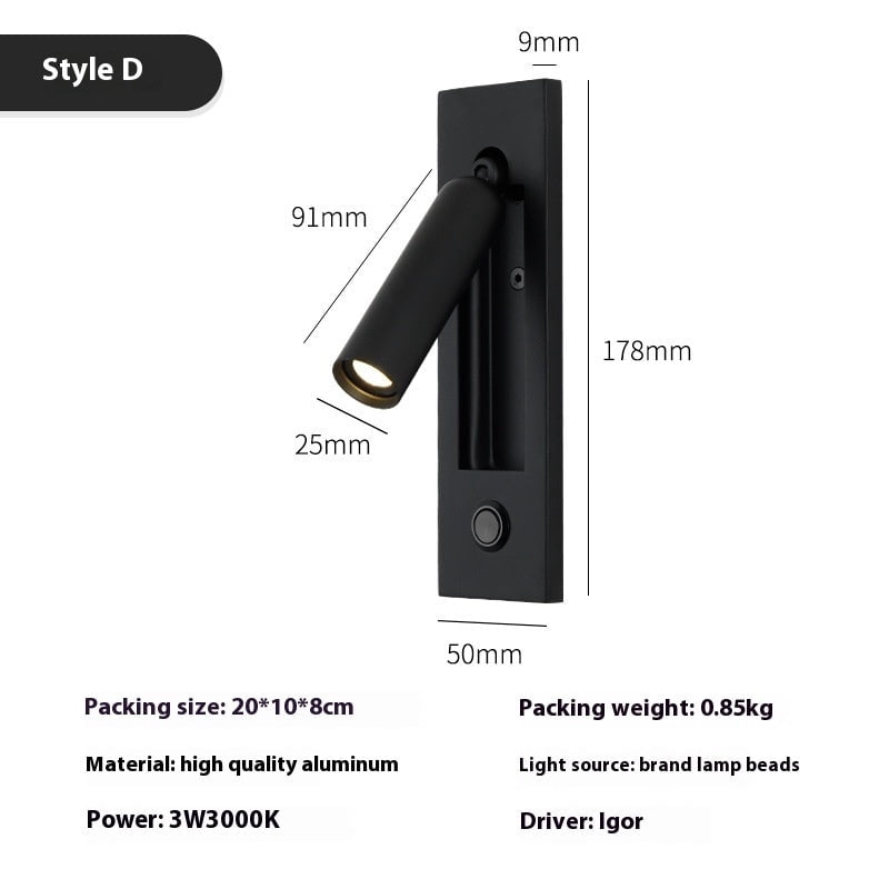LED Reading Wall Lamp for Hotel Guest Room Simple Bedside Light with ...