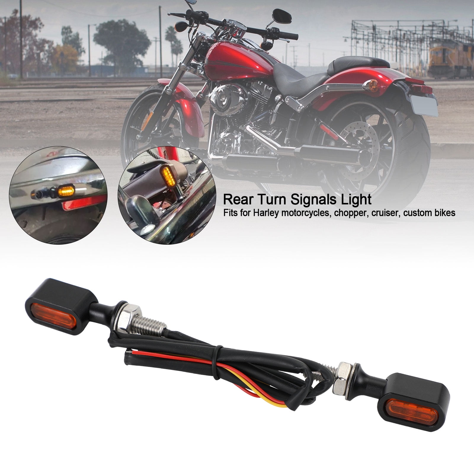 LED Rear Mini Turn Signal Indicator For Sportster Touring Dyna Black ...