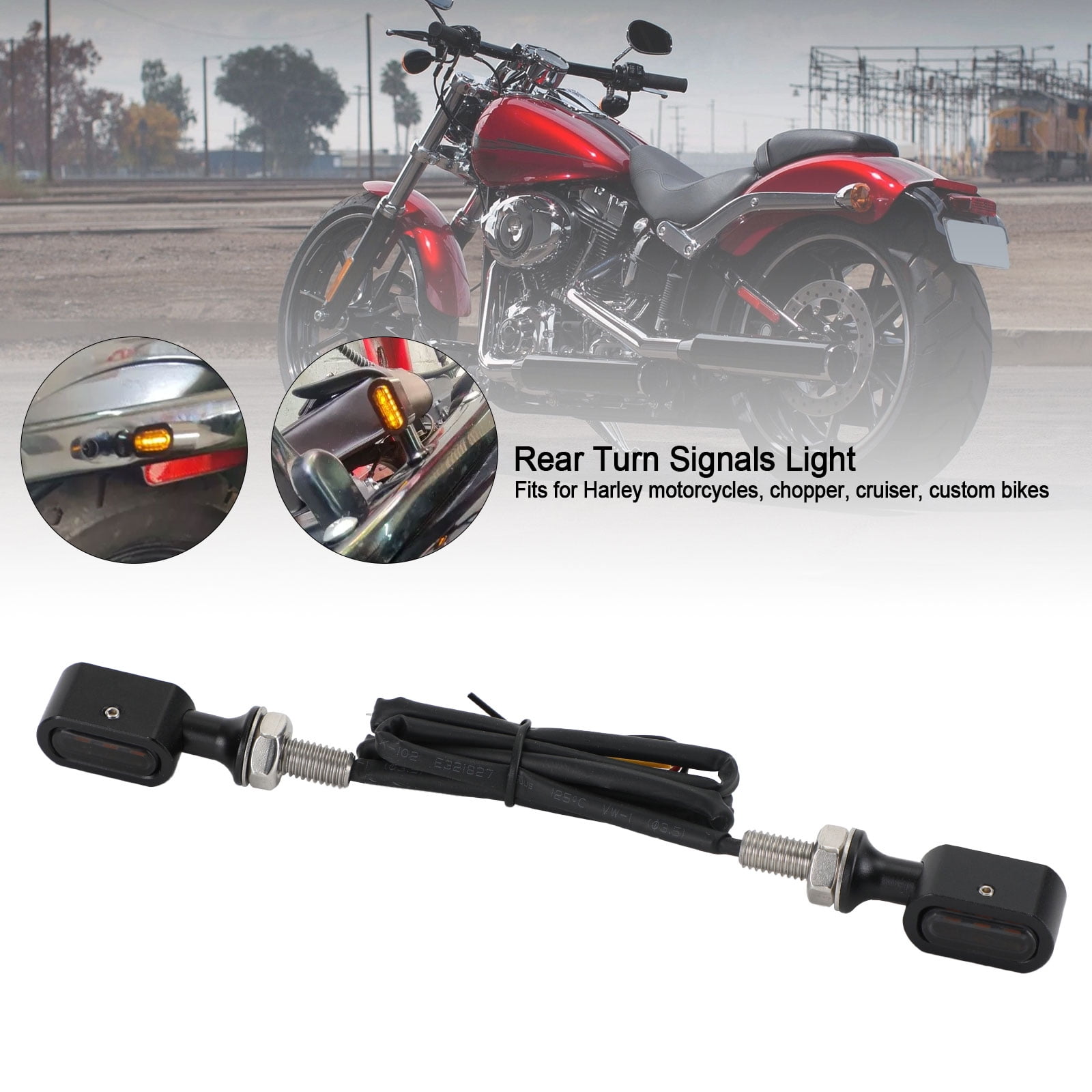 LED Rear Mini Turn Signal Indicator For Sportster Touring Dyna Black ...